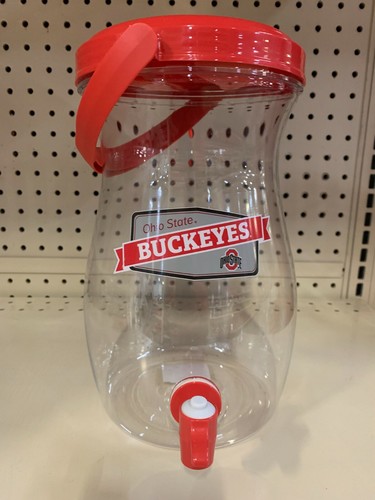 THE OHIO STATE UNIVERSITY CLEAR PLASTIC BEVERAGE JAR CONTAINER WITH ...