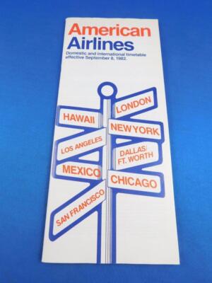 AMERICAN AIRLINES TIMETABLE SEPTEMBER 1982 HAWAII LONDON CHICAGO NEW ...