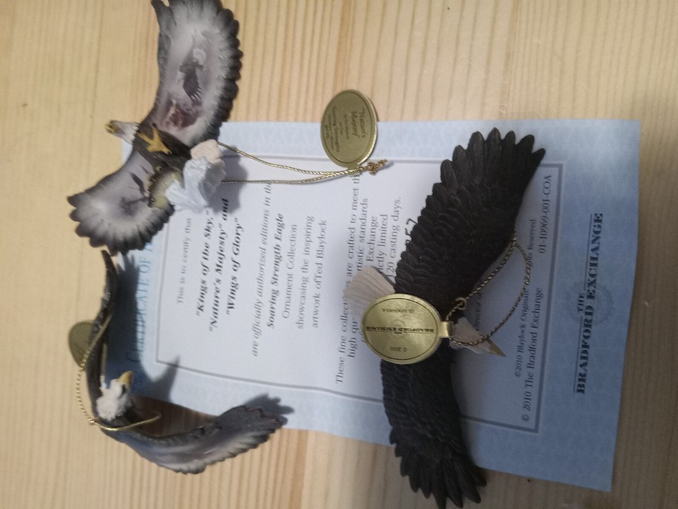 Soaring Strenght Ornament Collection(15) Bradford COA Eagles in Flight ...