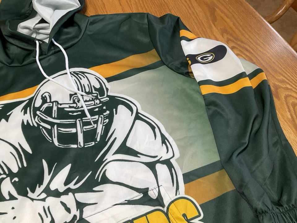 Green Bay Packers Sweater Hoodie Lightweight AOP DOUBLE SIDED men XL | eBay
