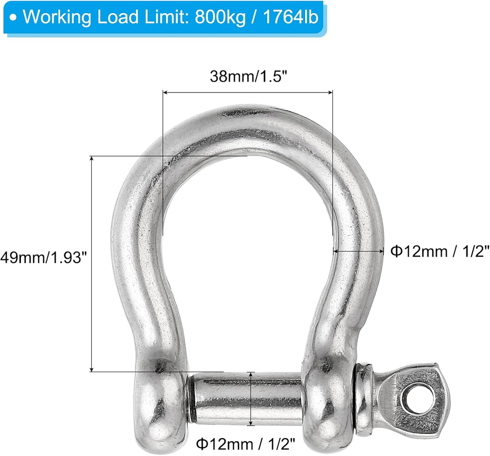 Screw Pin Shackle 316 Stainless Steel Forged Bow Shackle Marine Grade ...