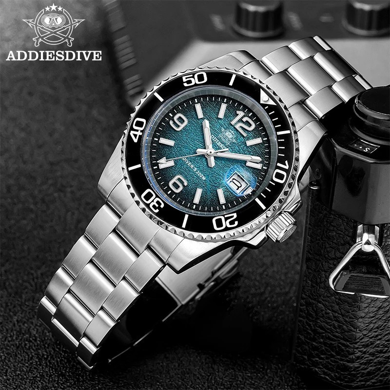 41MM ADDIESDIVE Quartz Men's Watch Diver 200M Waterproof Luminous ...