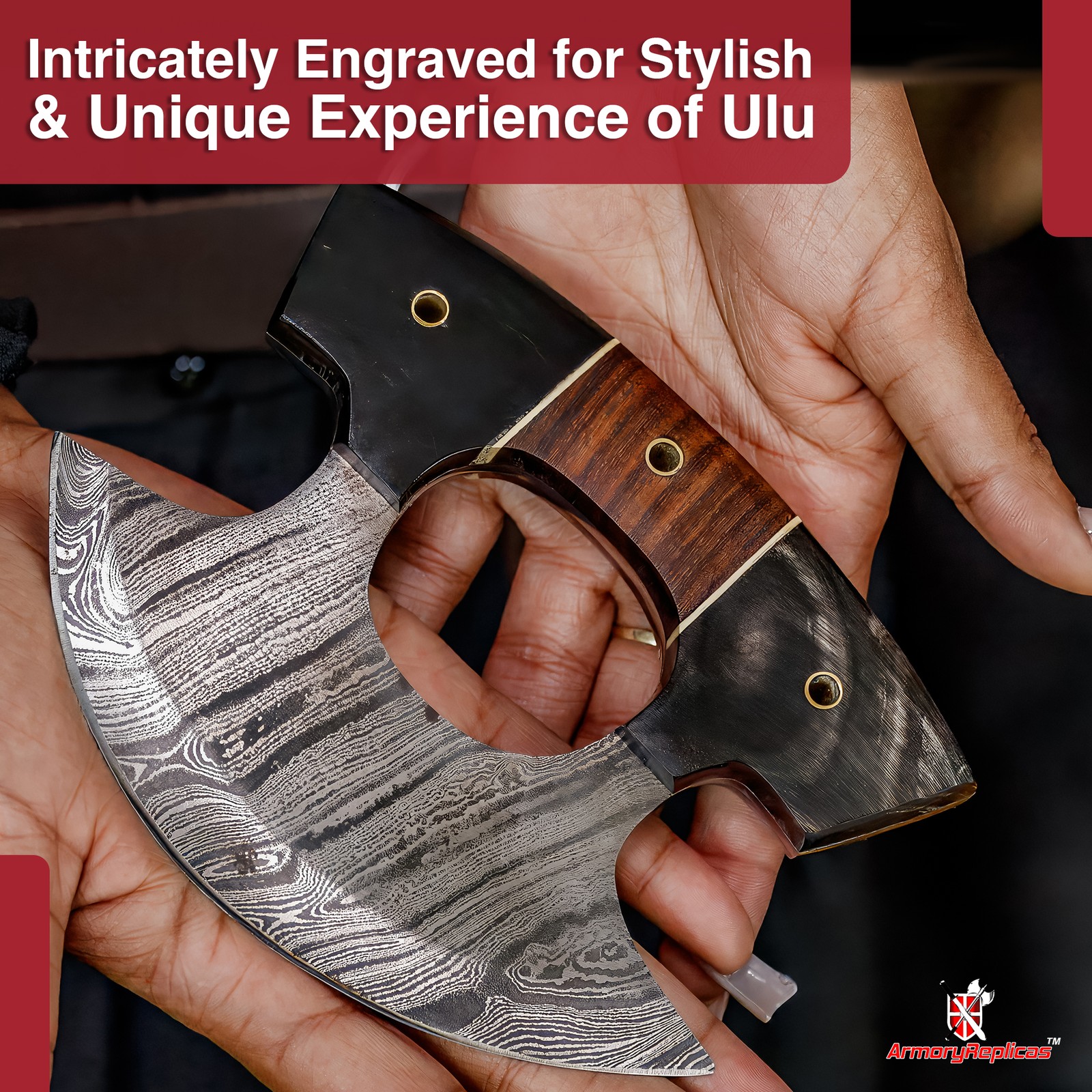 Hand-Forged Professional Alaskan Ulu Knife | Damascus Steel Pizza ...