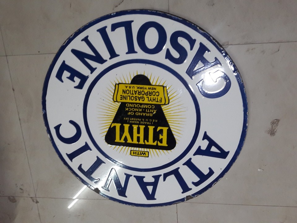 PORCELAIN ATLANTIC ENAMEL SIGN 30X30 INCHES DOUBLE SIDED | eBay