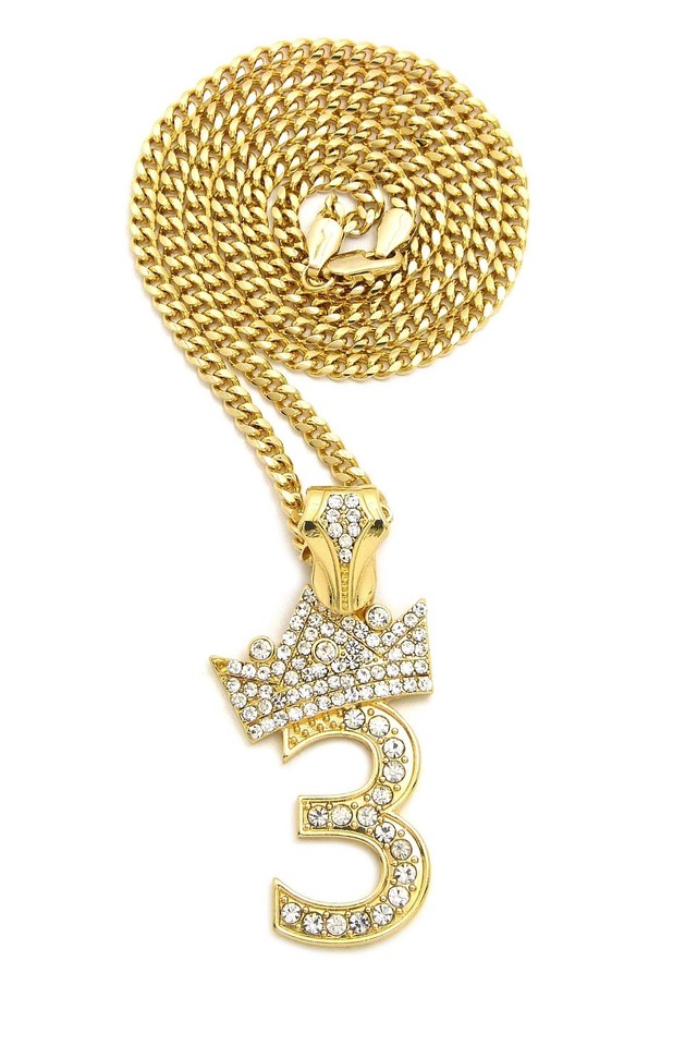 NEW # 1 to 9 NUMBER PENDANT & 24" VARIOUS CHAINS & COLOR HIP HOP ...