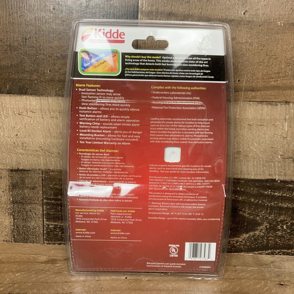 Kidde Smoke Alarm Detector PI9010 Battery Operated Dual Sensor Ion ...