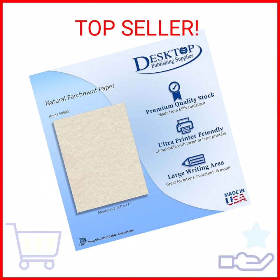 65lb Natural Parchment Cardstock for Inkjet & Laser Printers (8 1/2" x ...