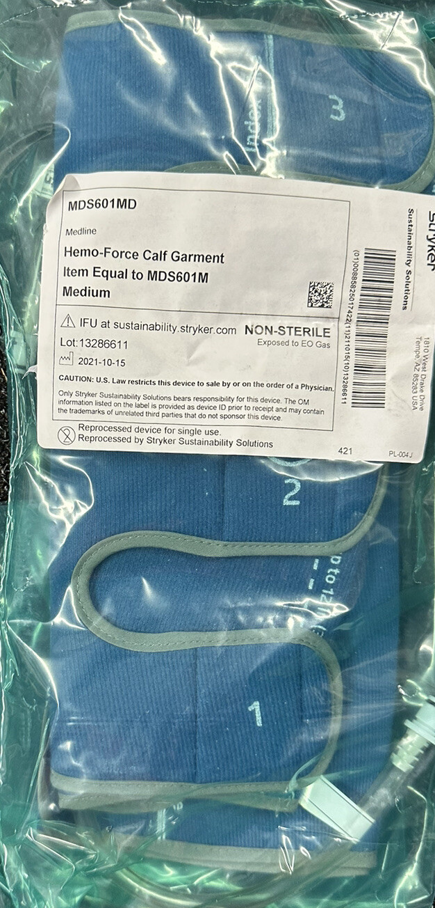 (1 Pair) MEDLINE Stryker MDS601MD Medium Hemo-Force DVT Calf Sleeves ...