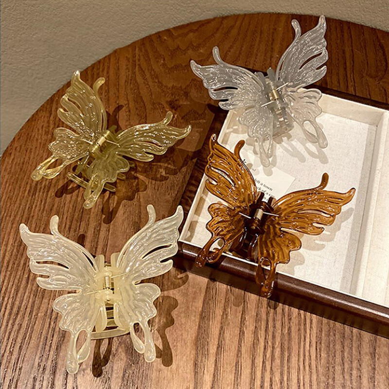 New Women Hair Claw Clip Large Butterfly Claw Clip Jelly Color ...