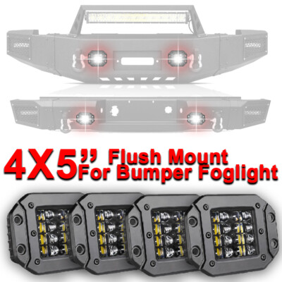 4x 5" 200W Flush Mount LED Lights Pods Backup Reverse Rear Bumper Off ...