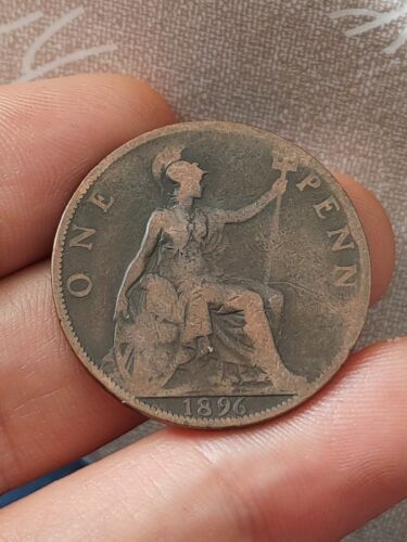 Dated : 1896 - One Penny - 1d Coin - Queen Victoria - Great Britain T22 ...