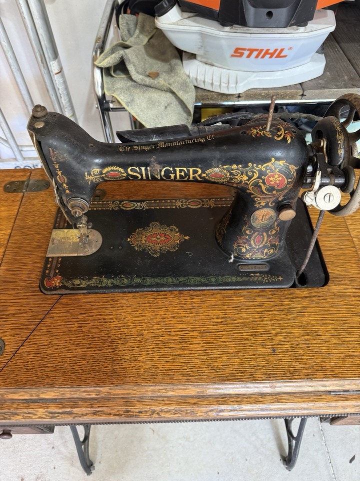 Vintage 1917 Singer Treadle Sewing Machine Complete Sr#g5223454 | eBay