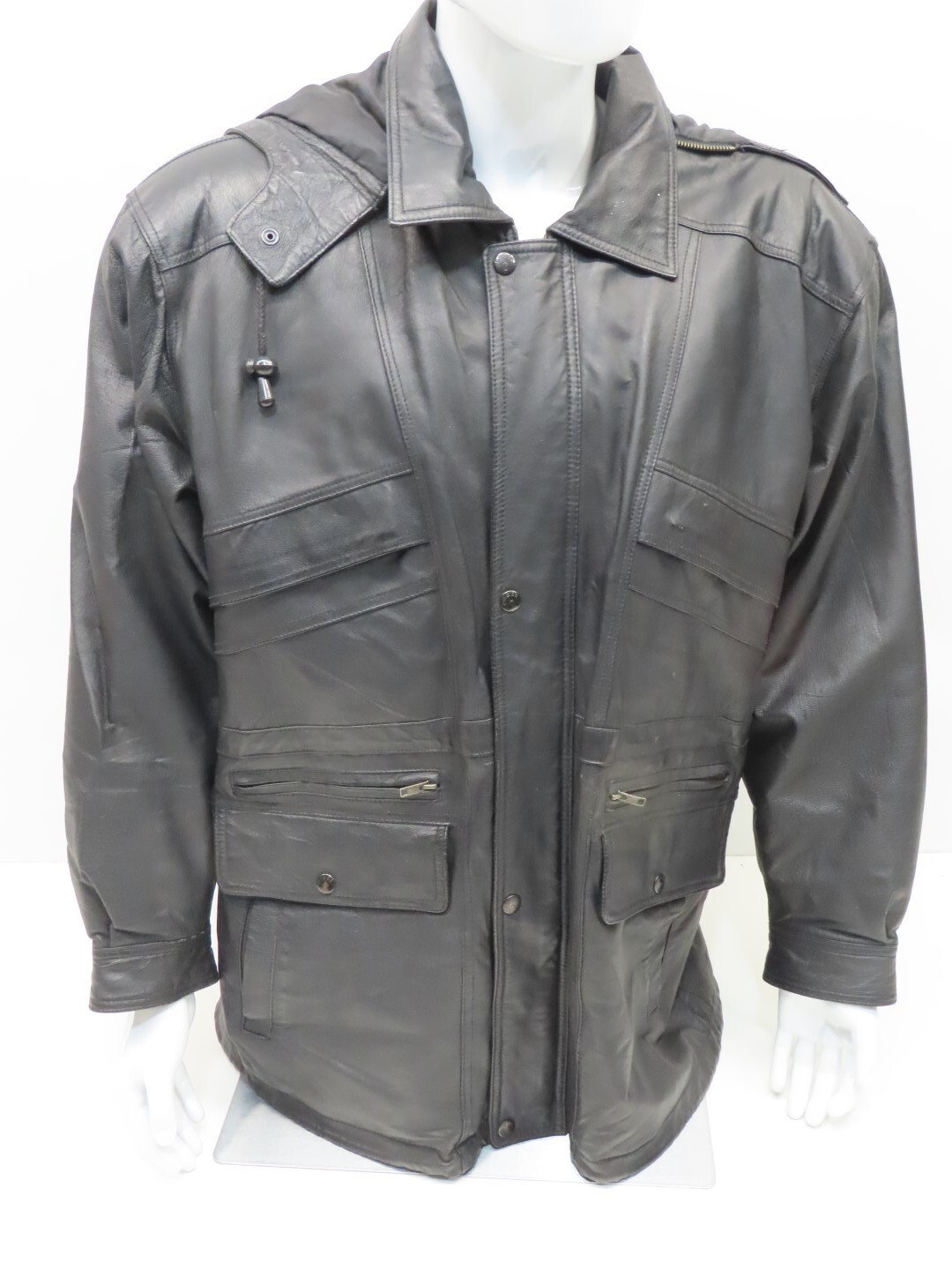 Phase Two Womens Knee Length Leather Jacket Button Tr… - Gem