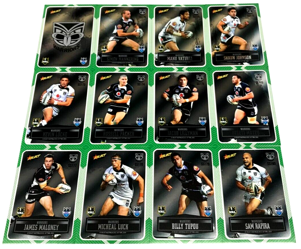 2012 SELECT NRL CHAMPIONS CARD LASER STICKERS PARALLEL TEAM SET (12 ...