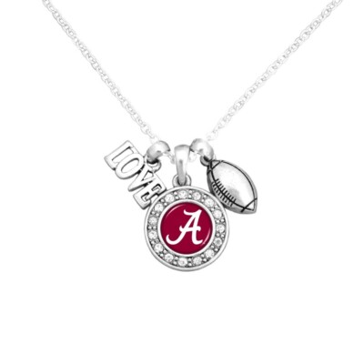 Alabama Crimson Tide rhinestone bling football love necklace | eBay