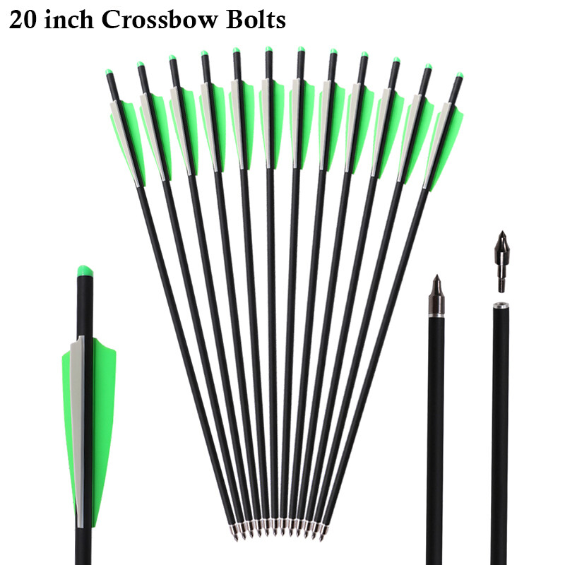 Hunting 20 inch Archery Carbon Crossbow Bolts Half Moon Nock OD 8.8mm ...
