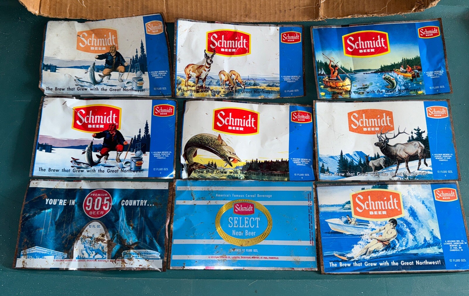 Lot of 9 Schmidt Beer G. Heilman Brewing Co. Unrolled Steel Can | eBay