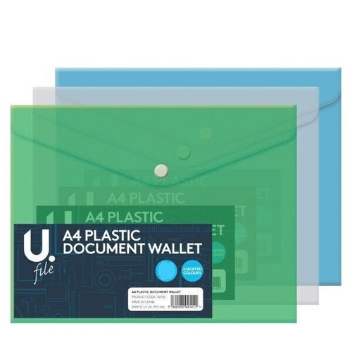 The U. A4 Plastic Document Wallet 3pk | eBay