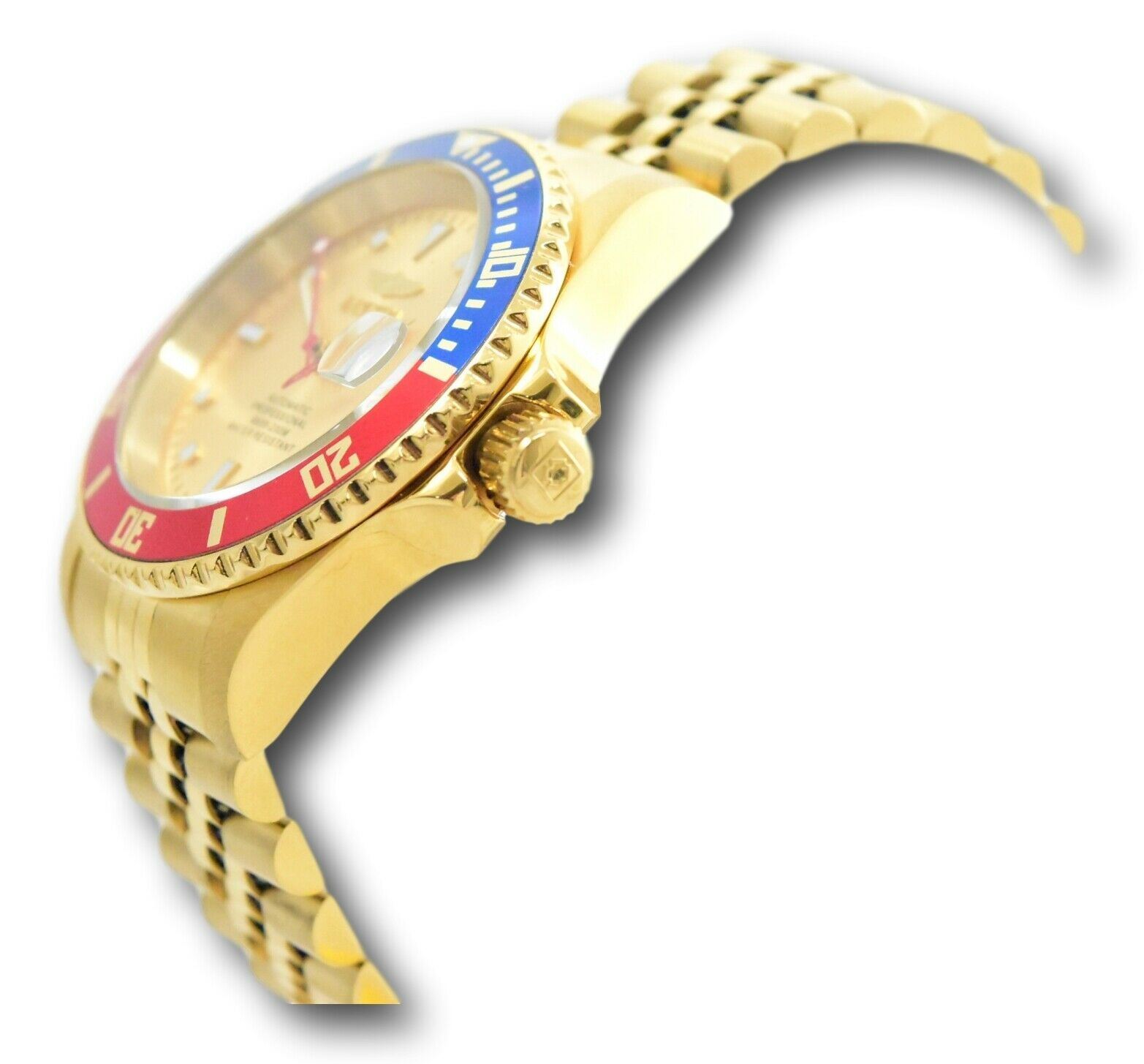 Invicta Pro Diver Automatic Men's 42mm Gold Dial Pepsi Bezel Watch ...