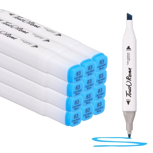 Dual Tip Alcohol Art Markers, 12 Pcs White Barrel Alcohol Markers, Sky ...