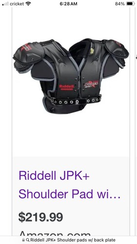 RIDDELL JPK + Shoulder Pad With Back Plate Y Small NEW | eBay