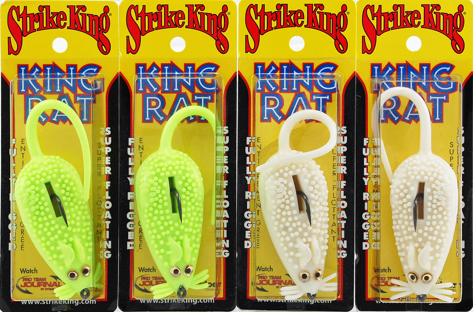 (LOT OF 4) STRIKE KING KING RAT 4" KRAT MIXED COLORS CHARTREUSE AND ...