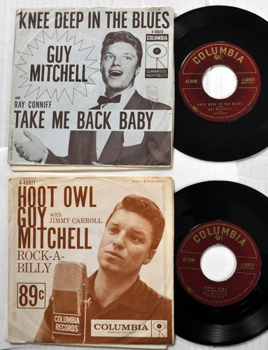 Guy Mitchell Lot De 2x45rpm Singles W / Photo Manches Rockabilly Mc ...