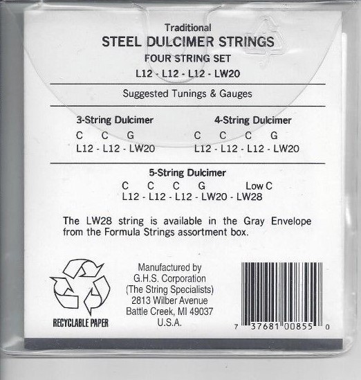 GHS DULCIMER STRINGS SET D20 LOOP END STAINLESS STEEL - MADE IN THE USA ...