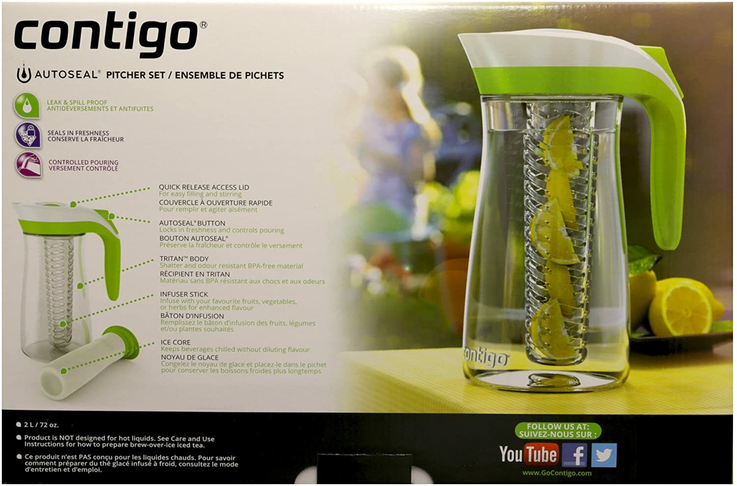 Contigo 2 Pack Autoseal Pitchers (with infuser stick and ice core) | eBay