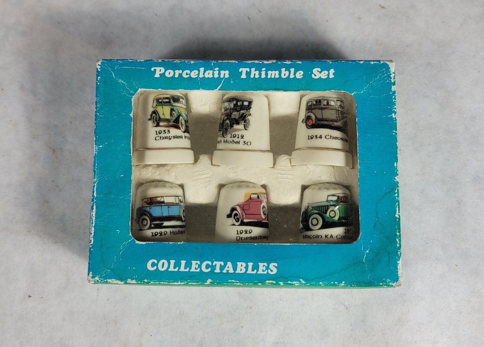 Vintage New Set Of 6 Old Cars Porcelain Thimble Set Item No 2532 MSR ...