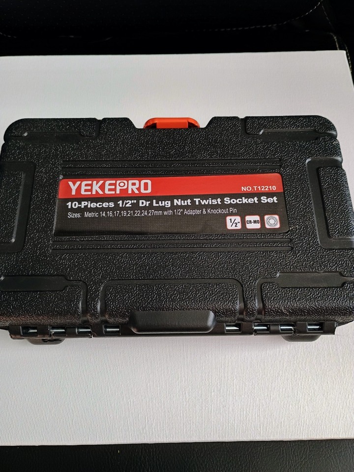 Yekepro 10-Pieces 1/2" Lug Nut Twist Socket Set With 1/2 Adapter ...