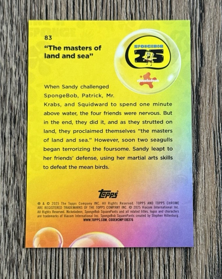 2025 Topps Chrome SpongeBob Masters Of Land & Sea #83 Gold Refractor ...