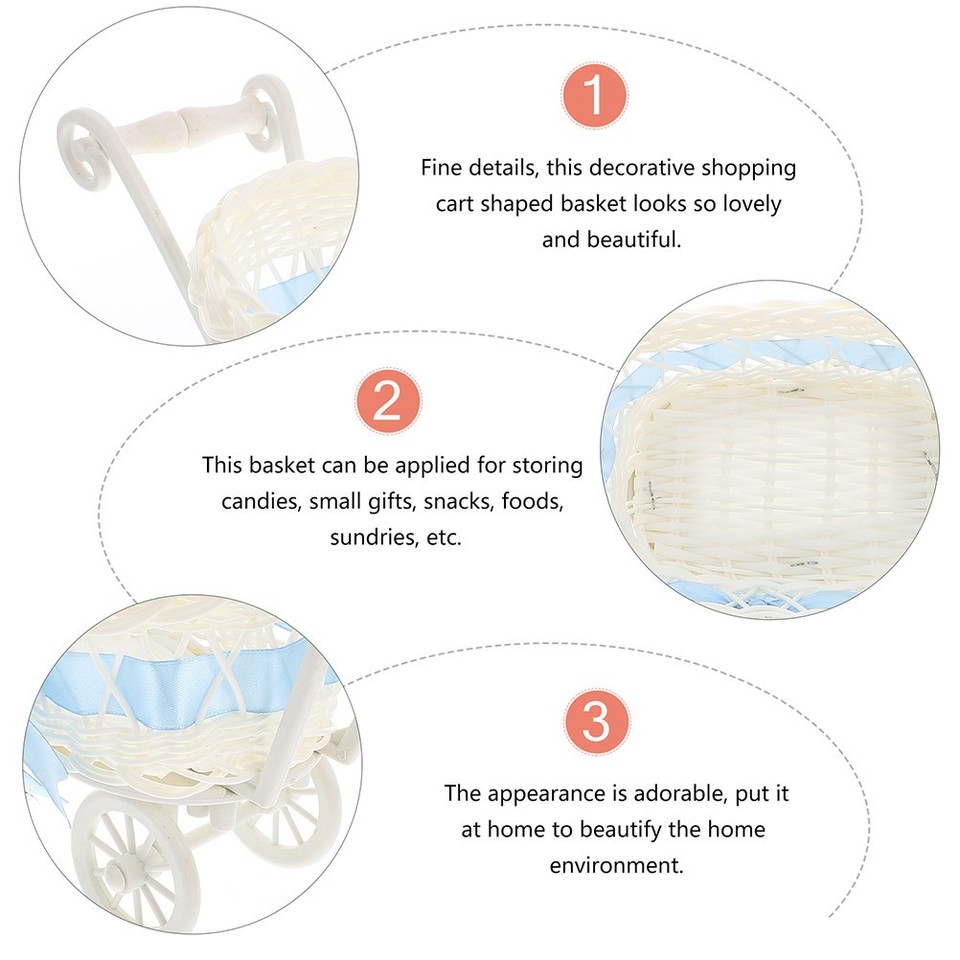 2 Pcs Baby Shower Candy Baskets Woven Trolley Style Party Favor ...