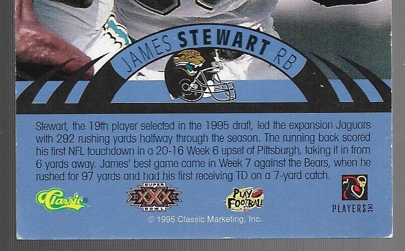 1995 Classic NFL Experience James Stewart 115 Jacksonville Jaguars ...