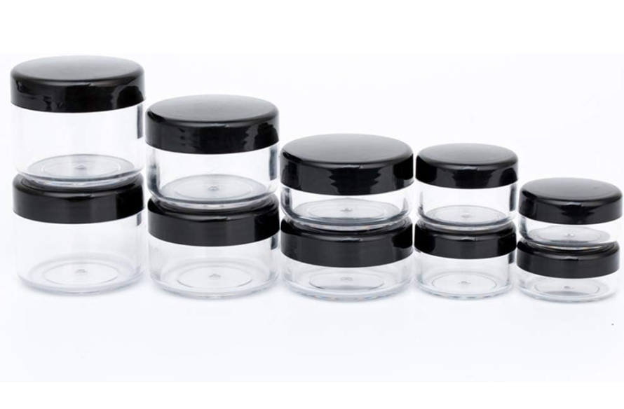 10Pcs Small Travel Containers, Black Sample Containers with Screw Lids ...