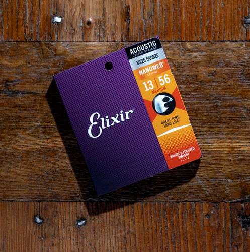 Elixir 16102 Phosphor Bronze 13-56 Acoustic Guitar Strings with NANOWEB ...