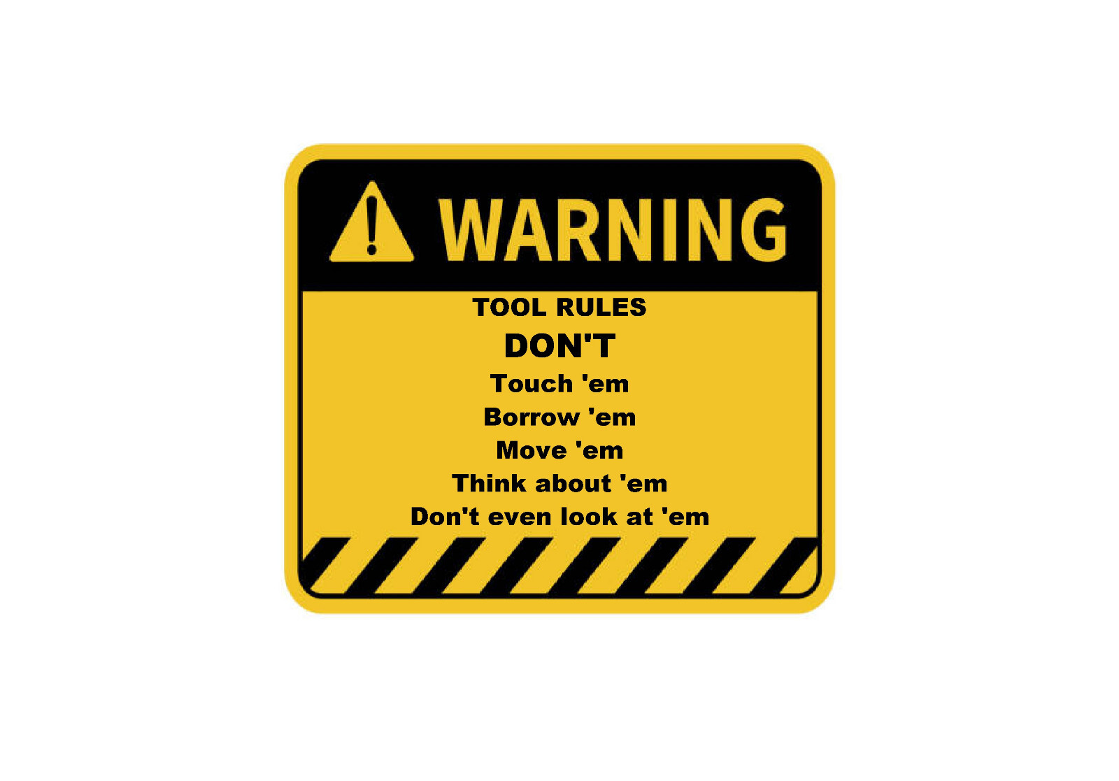 Funny ToolBox Tools Warning Stickers - Novelty Joke Garage Workshop ...