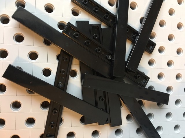 Lego New 12 Black Smooth Finishing Flat Tiles 1x8 Modular Buildings | eBay