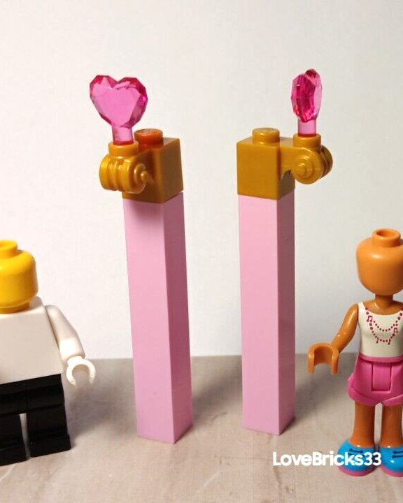 New LEGO Pillar Set Lot of 2 PINK Tall Brick Gold Scroll Trans Pink ...