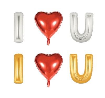 Silver Gold Letter Mylar Heart Balloons I LOVE YOU Valentine Day ...