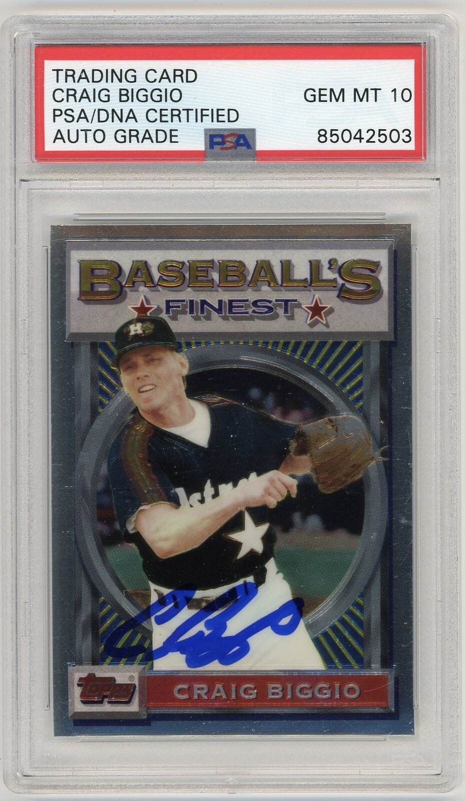 1993 Topps Finest Craig Biggio Signed Card 119 PSA AUTO Grade 10 Astros ...