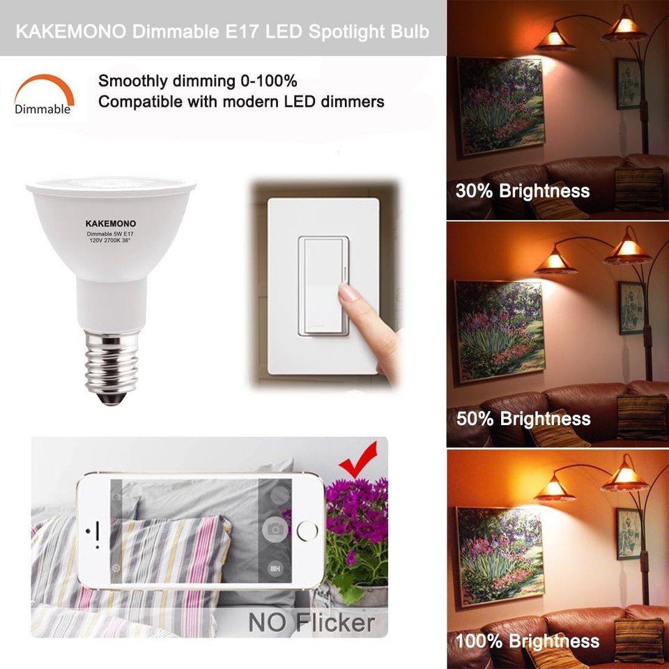 E17 LED Spotlight Bulb Dimmable 40W Halogen Replacement E17 ...