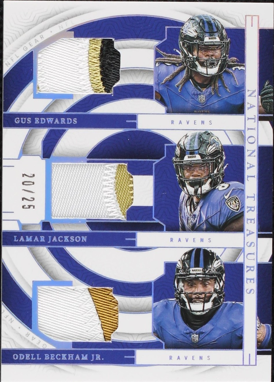 2023 Panini National Treasures - Nfl Gear Trio Materials Lamar Jackson ...