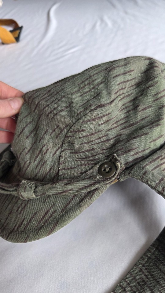 Czech Army Rain Camo Field Cap Hat East German Strichtarn Green Button ...