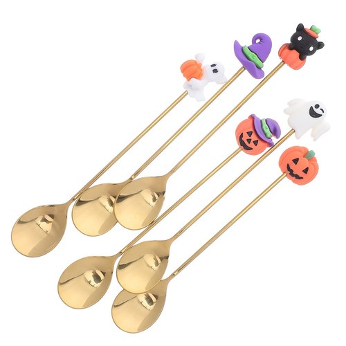6 Pcs Halloween Spoon Stainless Steel Small Spoons for Dessert Serving ...