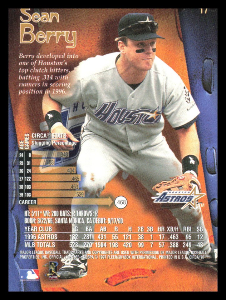 1997 Circa Sean Berry #17 Houston Astros 4A | eBay