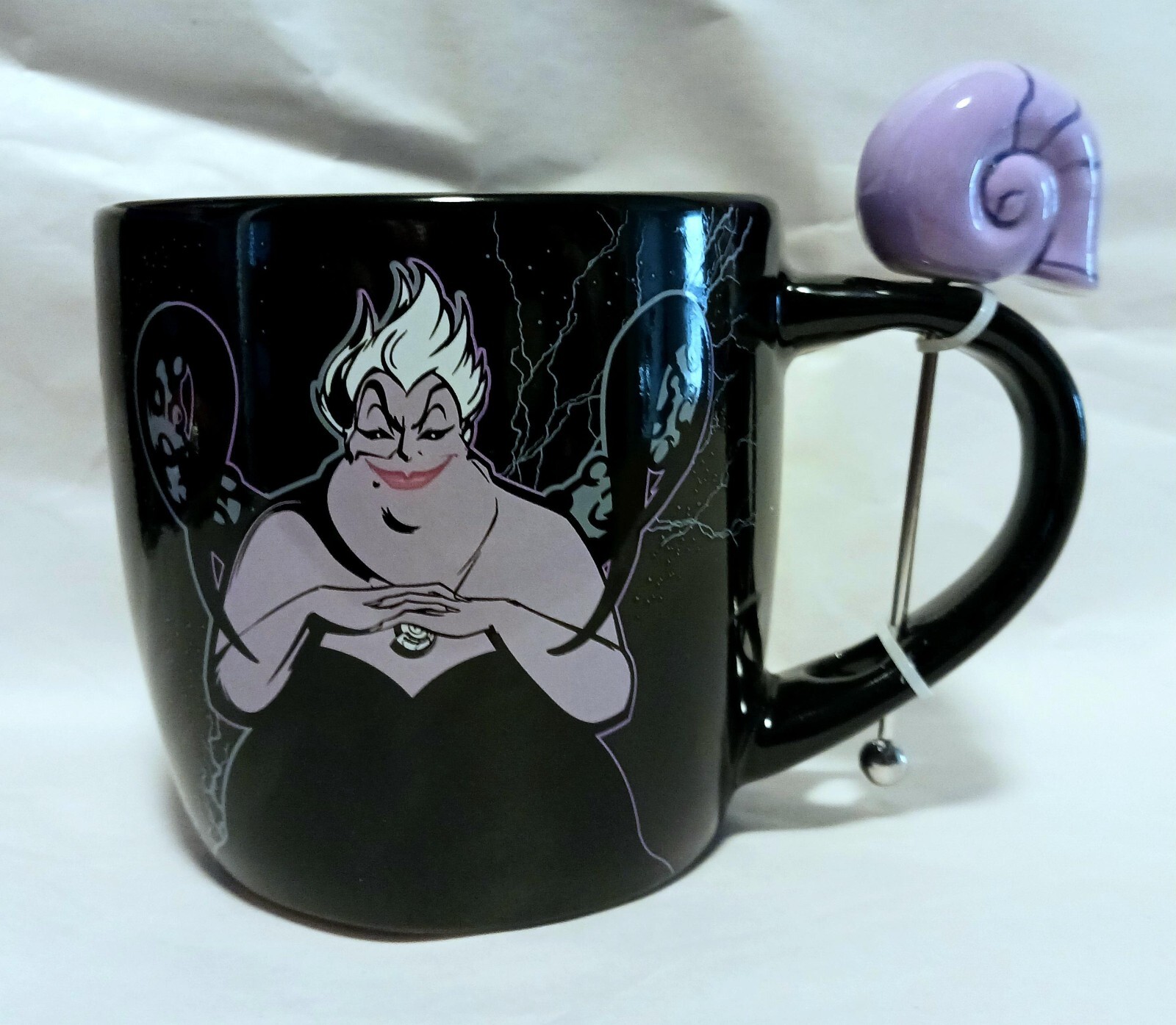 Disney Villain's Sea Witch Ursula Coffee Cup With Metal Sea Shell Stick ...