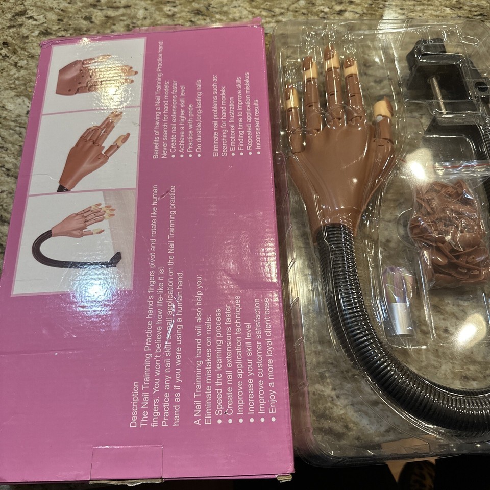Nail Training Practice Hand 100 Tips Nail Tech Pivot Rotate Fake Hand ...