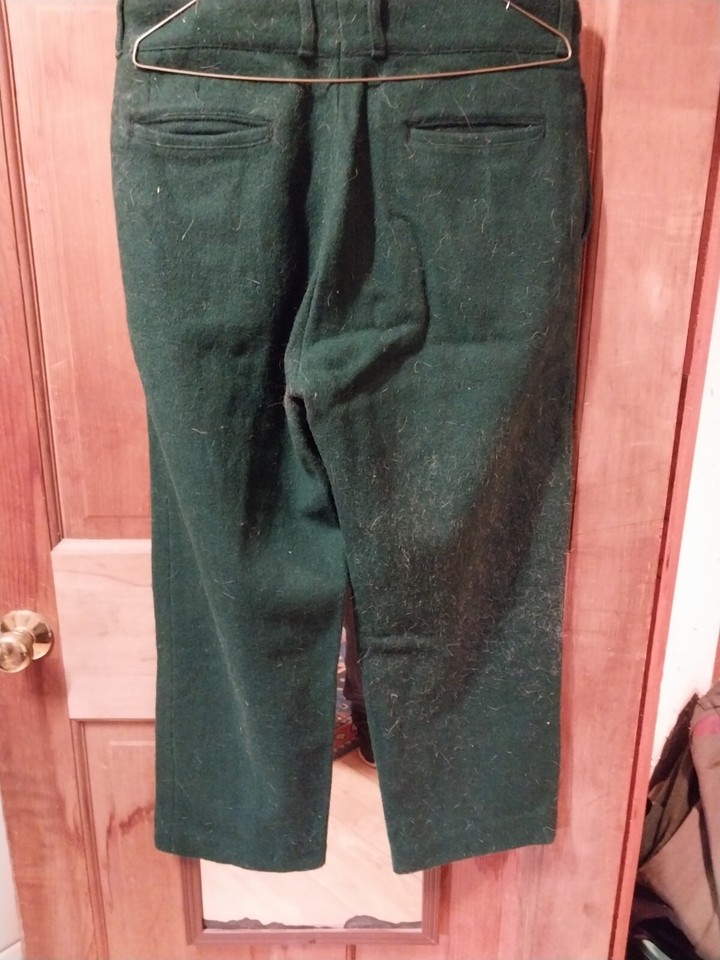 Johnson Woolen Mills Pants Green 100% Wool Heavy Outdoor Hunting Made ...