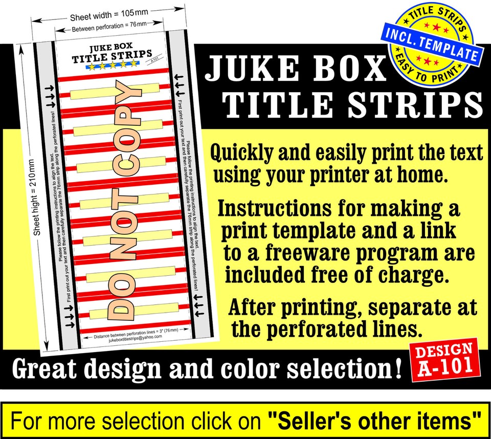 20 Jukebox TITLE STRIPS (Cvc0102us)⭐ incl. PRINT TEMPLATE | eBay